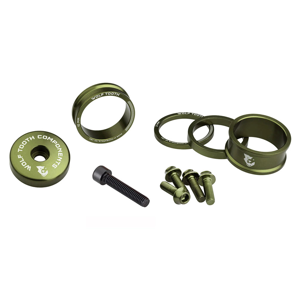 Wolf Tooth Components Anodized Bling Kit - Olive | Bikeparts.Com