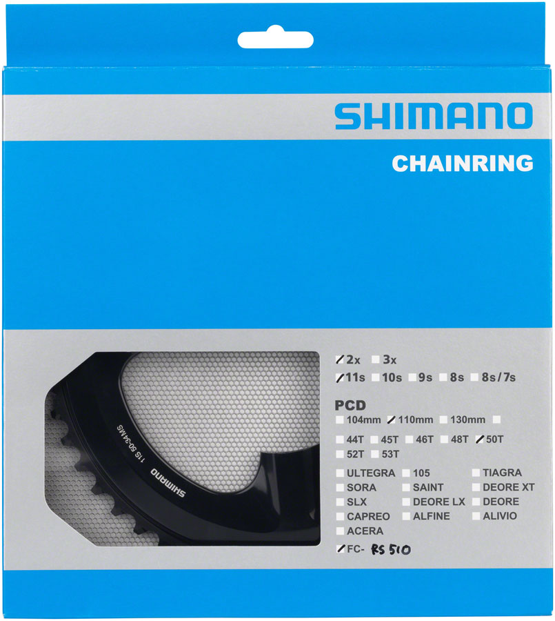 Shimano FC-RS510 Chainring - 50t, Asymmetric 110mm BCD, Black, MS ...