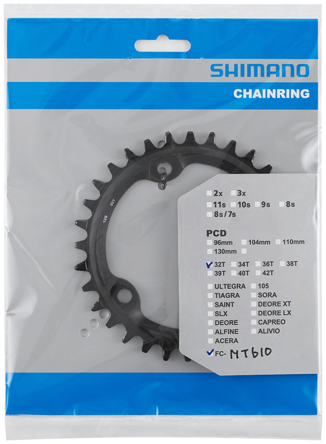 Shimano FC-MT610 Chainring - 32t, 12-Speed, Asymmetric 96 BCD, Black | Bikeparts.Com