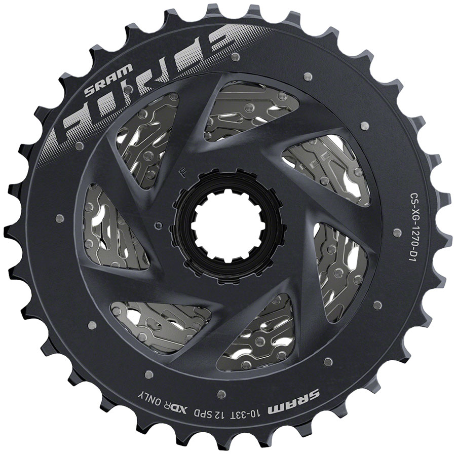 SRAM Force AXS XG-1270 Cassette - 12-Speed, 10-33t, Silver, For XDR ...