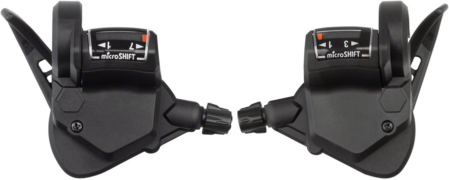 microSHIFT TS38 Thumb-Tap Shifter Set - 7 Speed, Triple, Optical Gear Indicator, Shimano ...