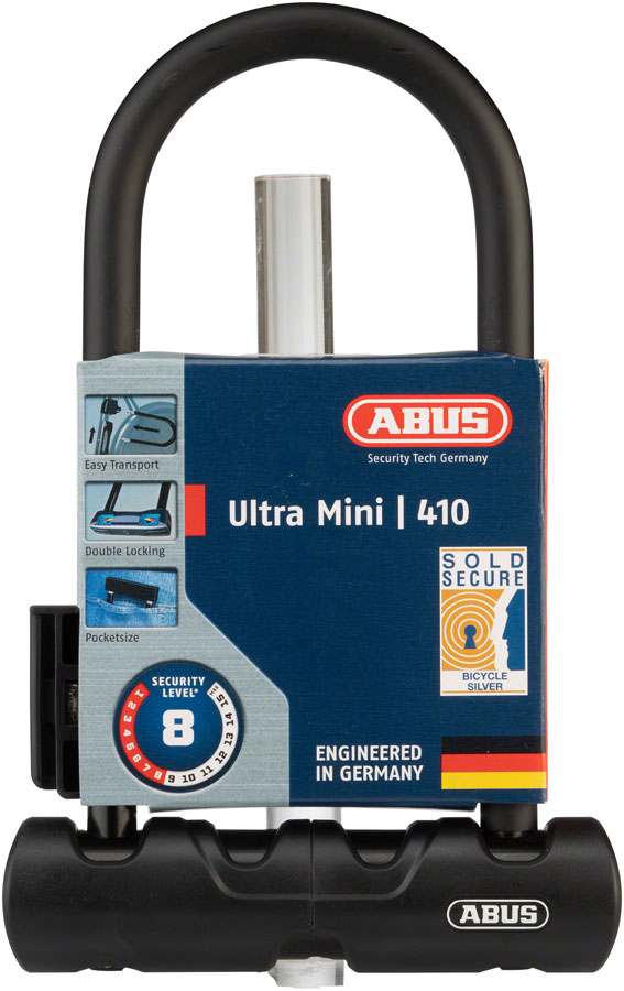 Abus Ultra 410 U-Lock - 3.9 x 7", Keyed, Black, Includes bracket ...