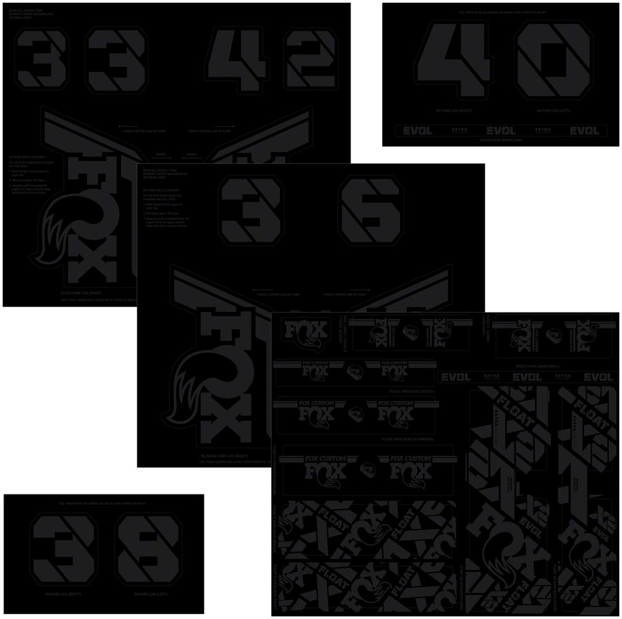 FOX Fork and Shock Decal Kit - Stealth Black | Bikeparts.Com